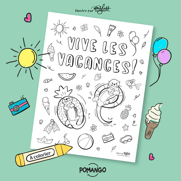 Coloriage Vive les vacances – Pomango