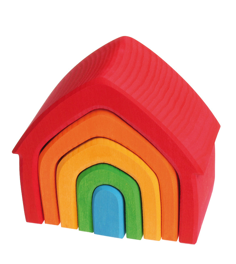 Maisons arc-en-ciel en bois- 5 morceaux – Pomango