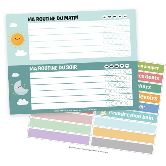 Mes routines du matin et du soir à imprimer – Pomango