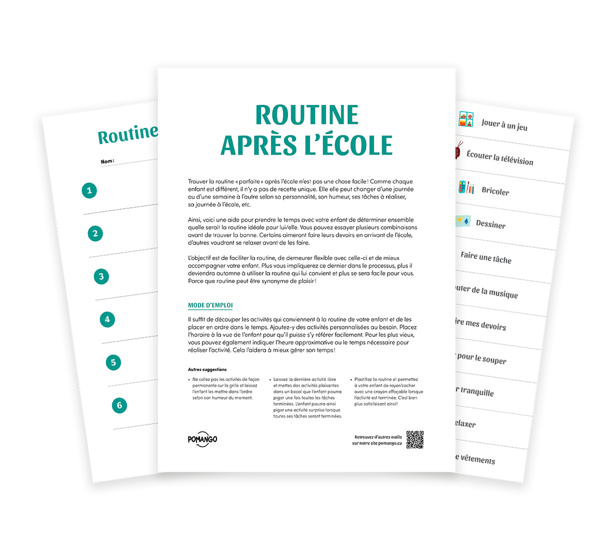 Routine aide aux devoirs à imprimer – Pomango